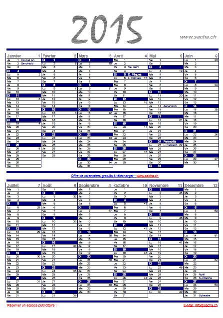 calendrier à imprimer gratuit 2015 - 2016 - 2017