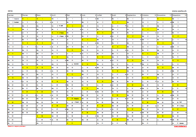 calendrier à imprimer gratuit 2015 - 2016 - 2017