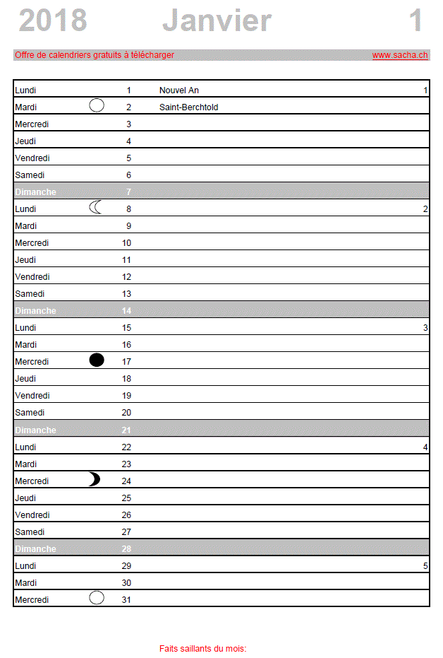 calendrier à imprimer gratuit 2018 - 2019 - 2020