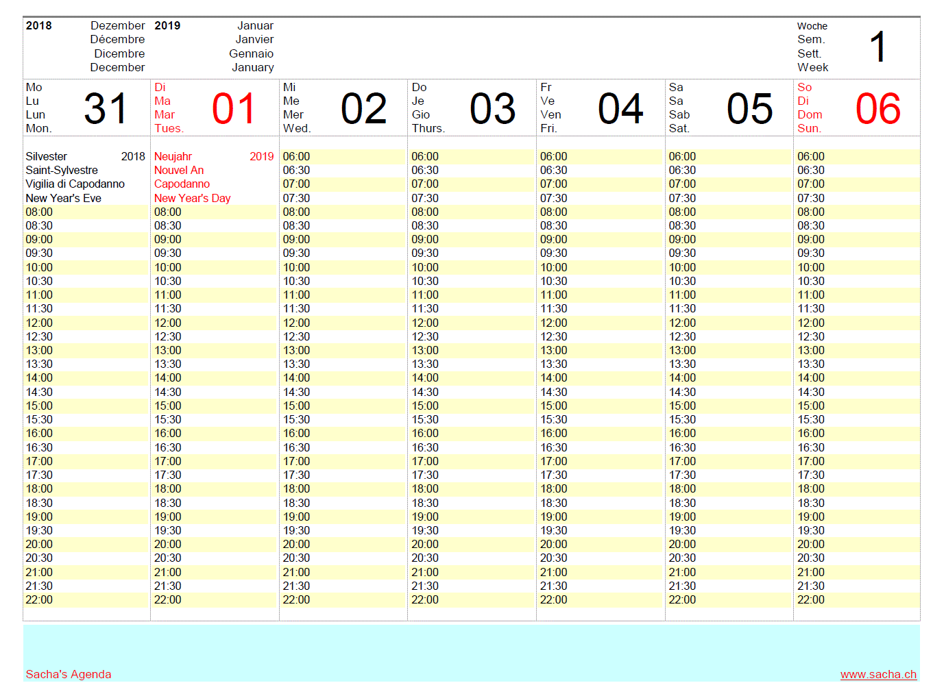 Calendrier à imprimer gratuit 2019 - 2020 - 2021